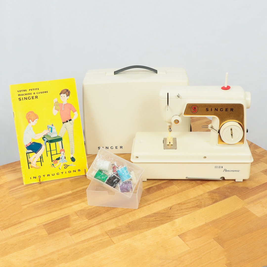 Vintage Singer Toy With Case Sewing Machine golden - Etsy