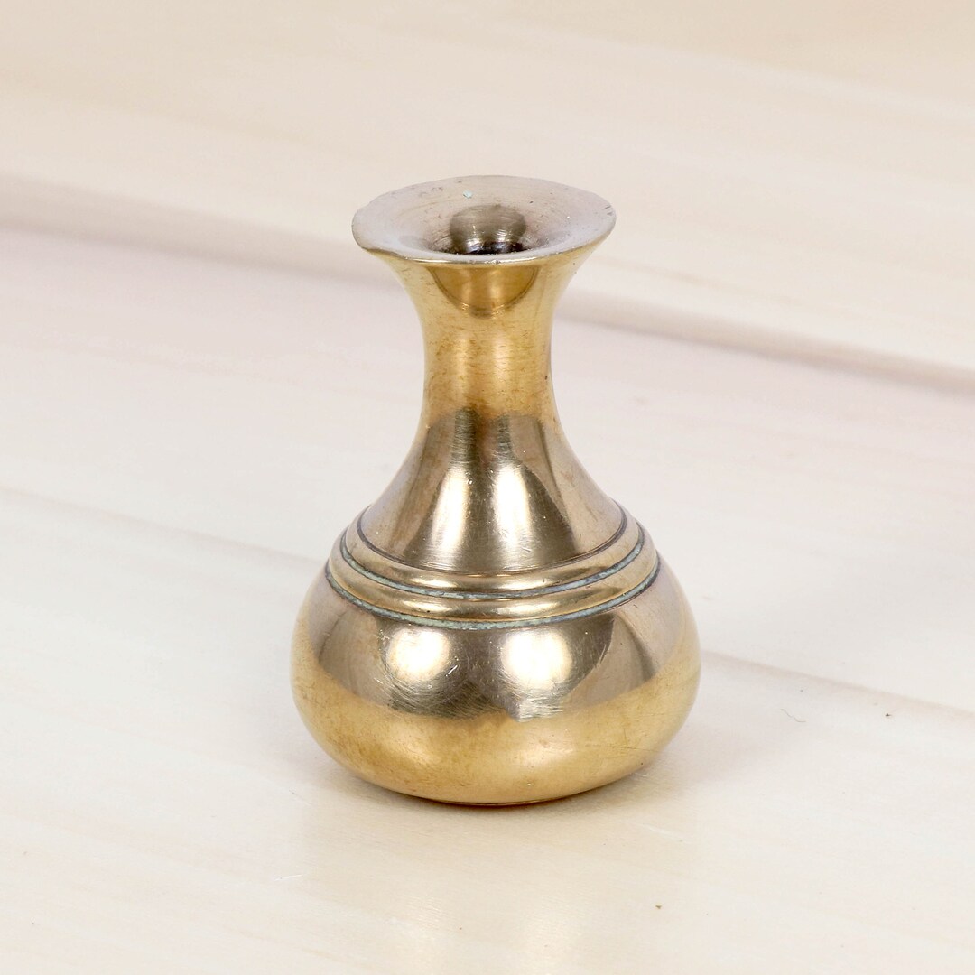 Very Small Vase / Paperweight || Vintage Solid Brass / Very Heavy Small ...