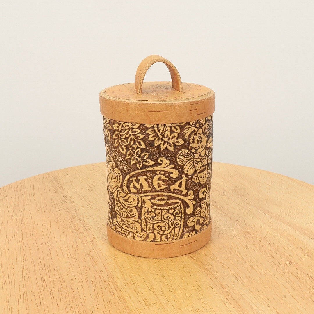 Birch Bark Jar / Box With a Lid / Container || Vintage Style Cylinder ...