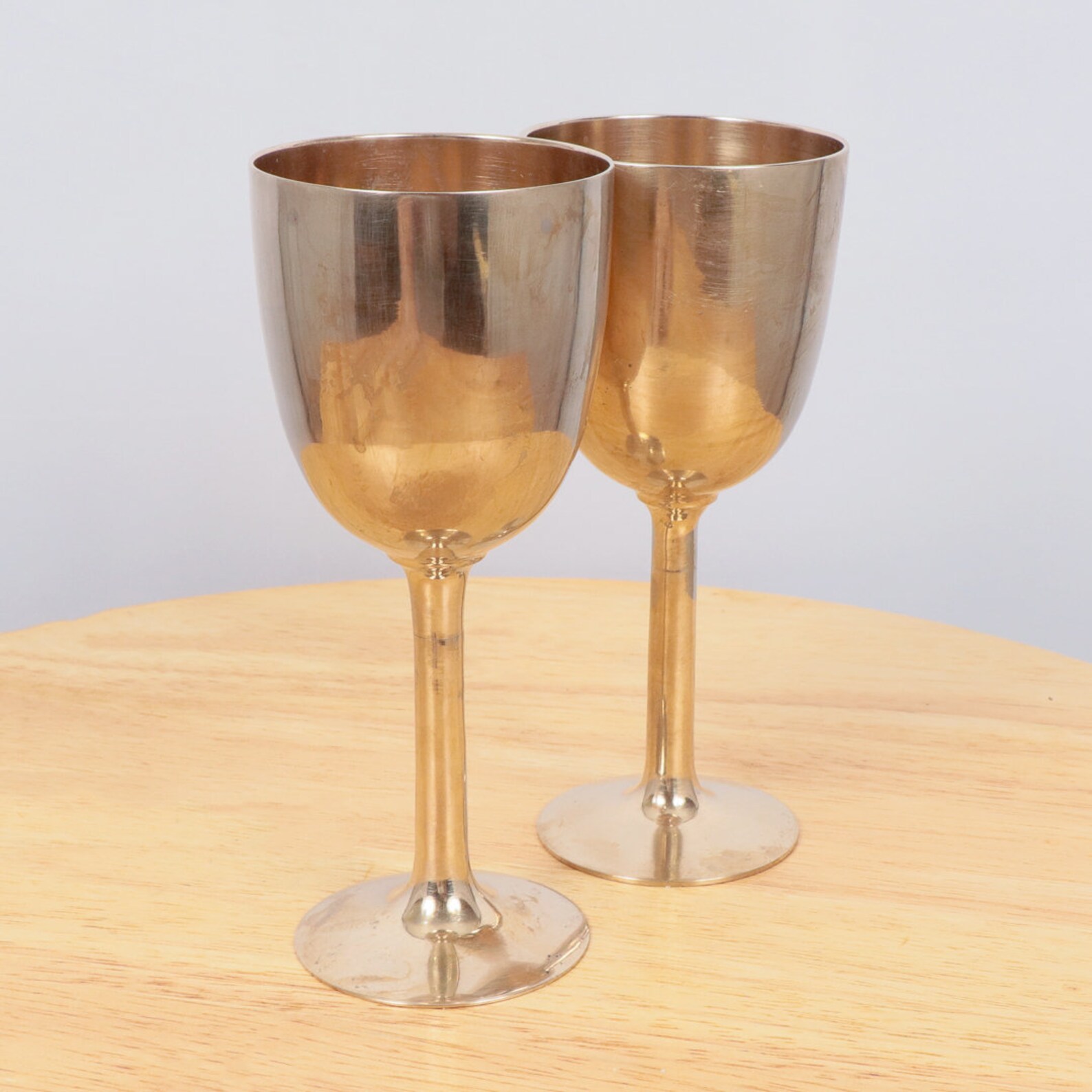 2 Goblets / Glasses / Two Brass Goblets / Brass Drinkware / - Etsy UK