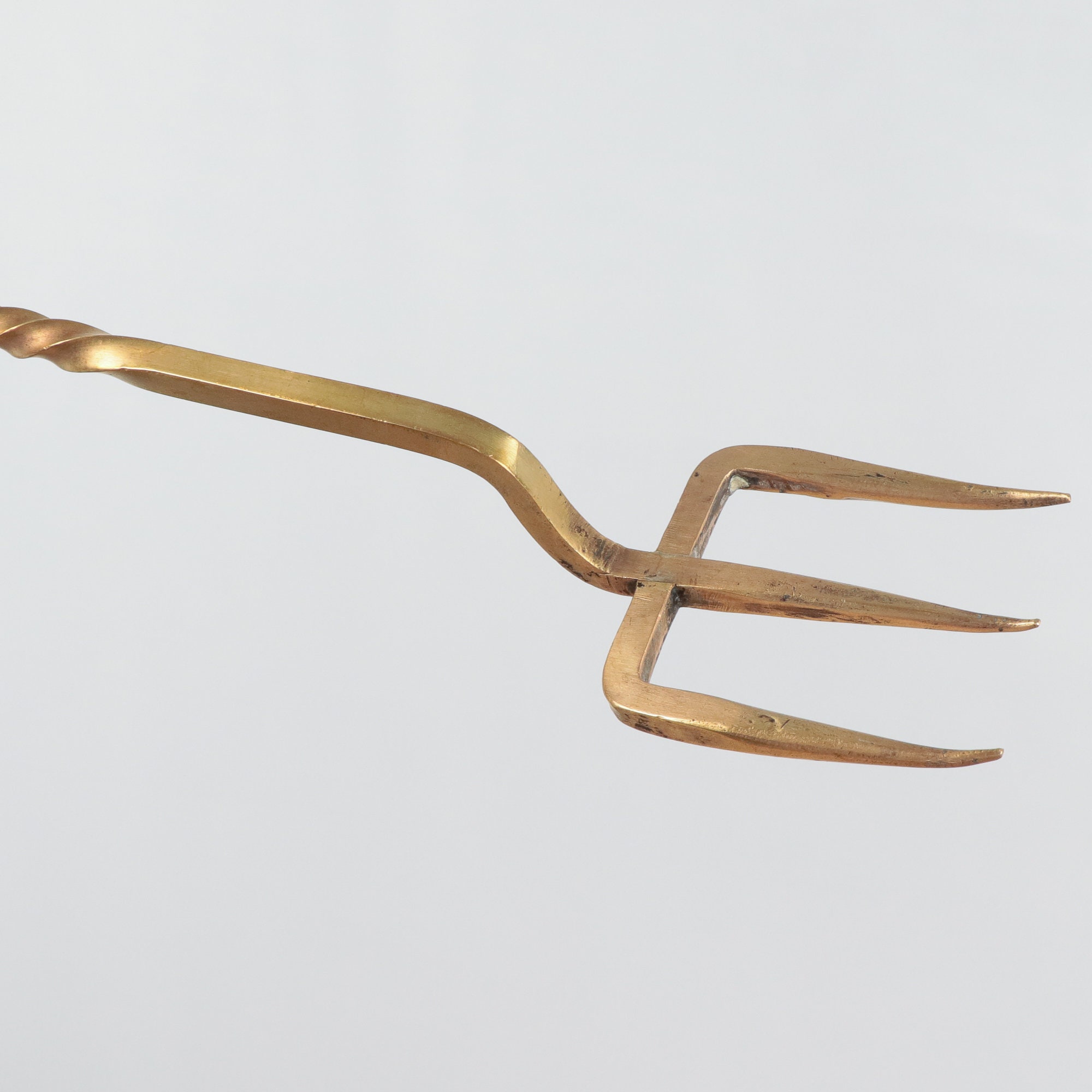Forge-work Fork / Fireplace Accessory Vintage Solid Brass - Etsy UK