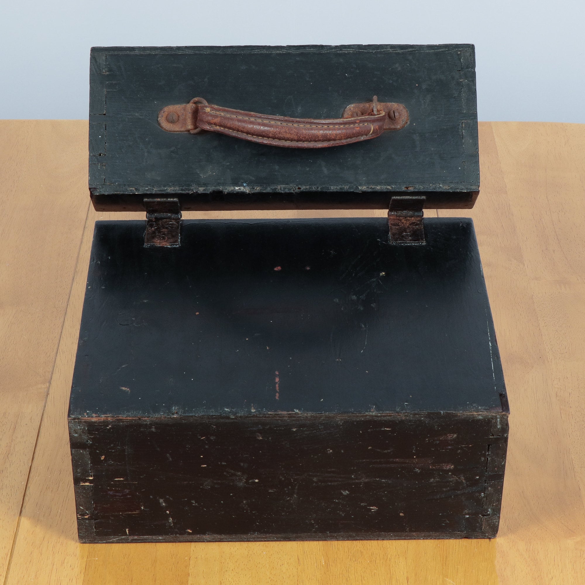 Wood Box / Case with leather handle Vintage solid wood | Etsy