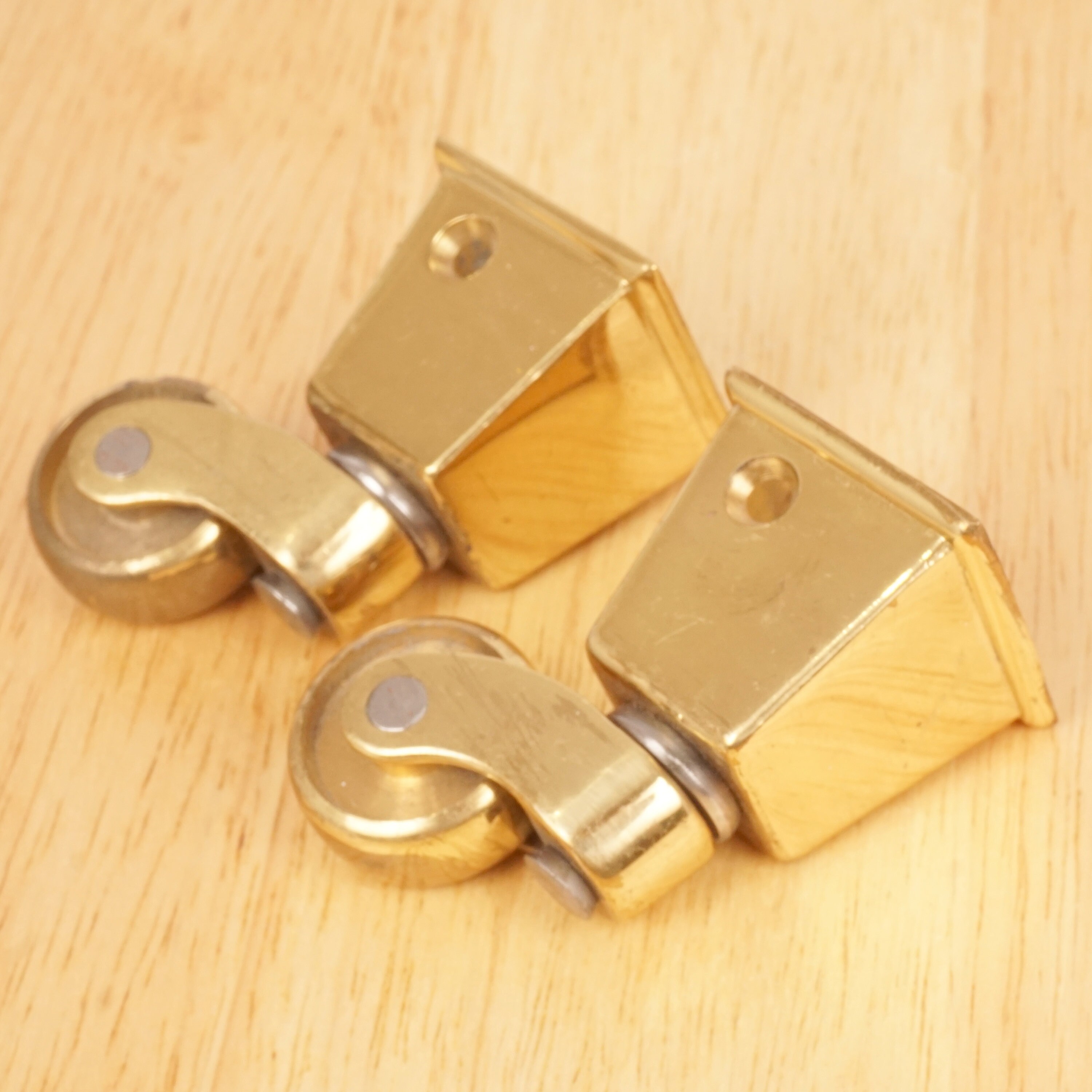 2 Brass Castors / Table Leg Wheels Vintage Solid Brass | Etsy