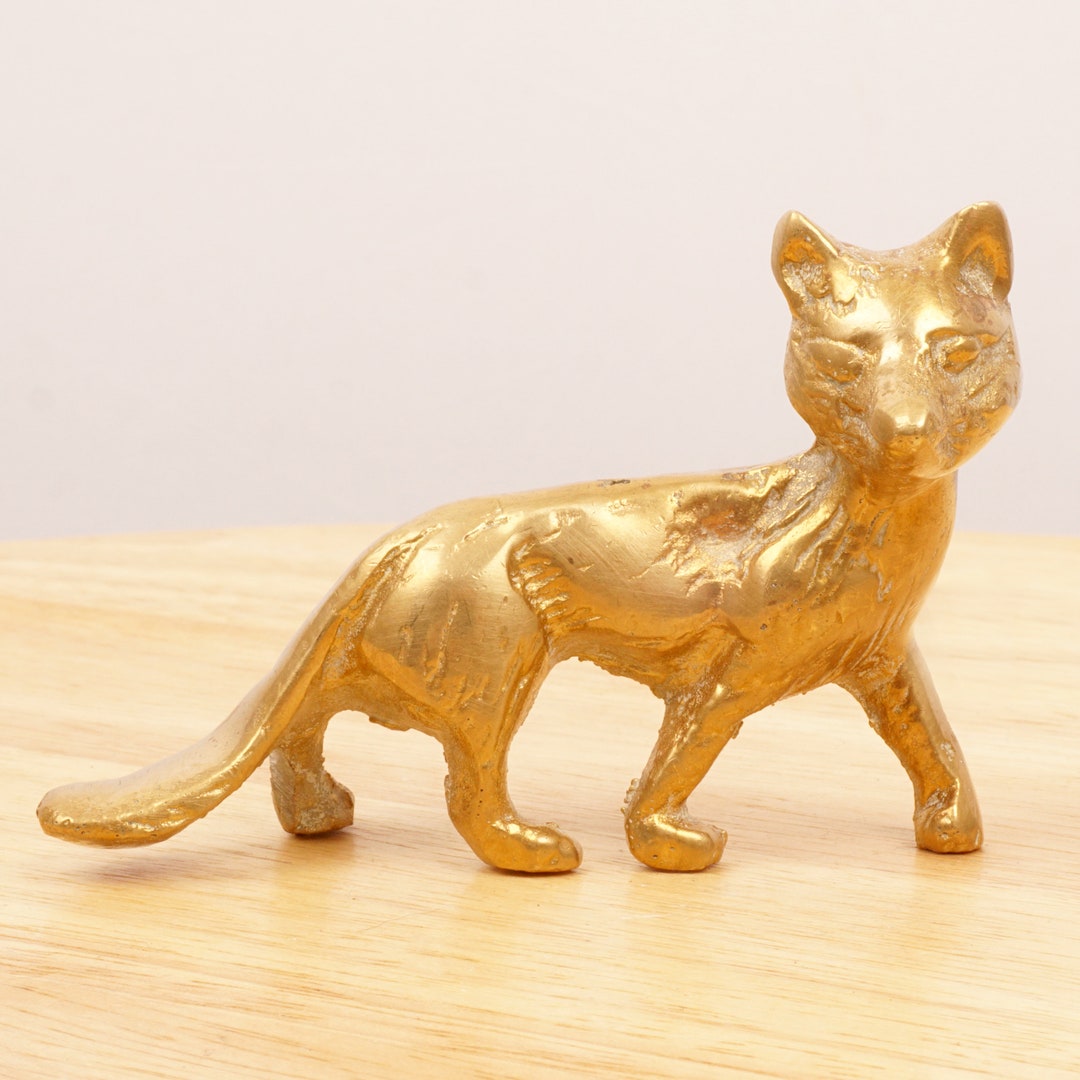 Fox / Tod Statue || Solid Brass Vintage Sculpture || Baby Fox - Etsy