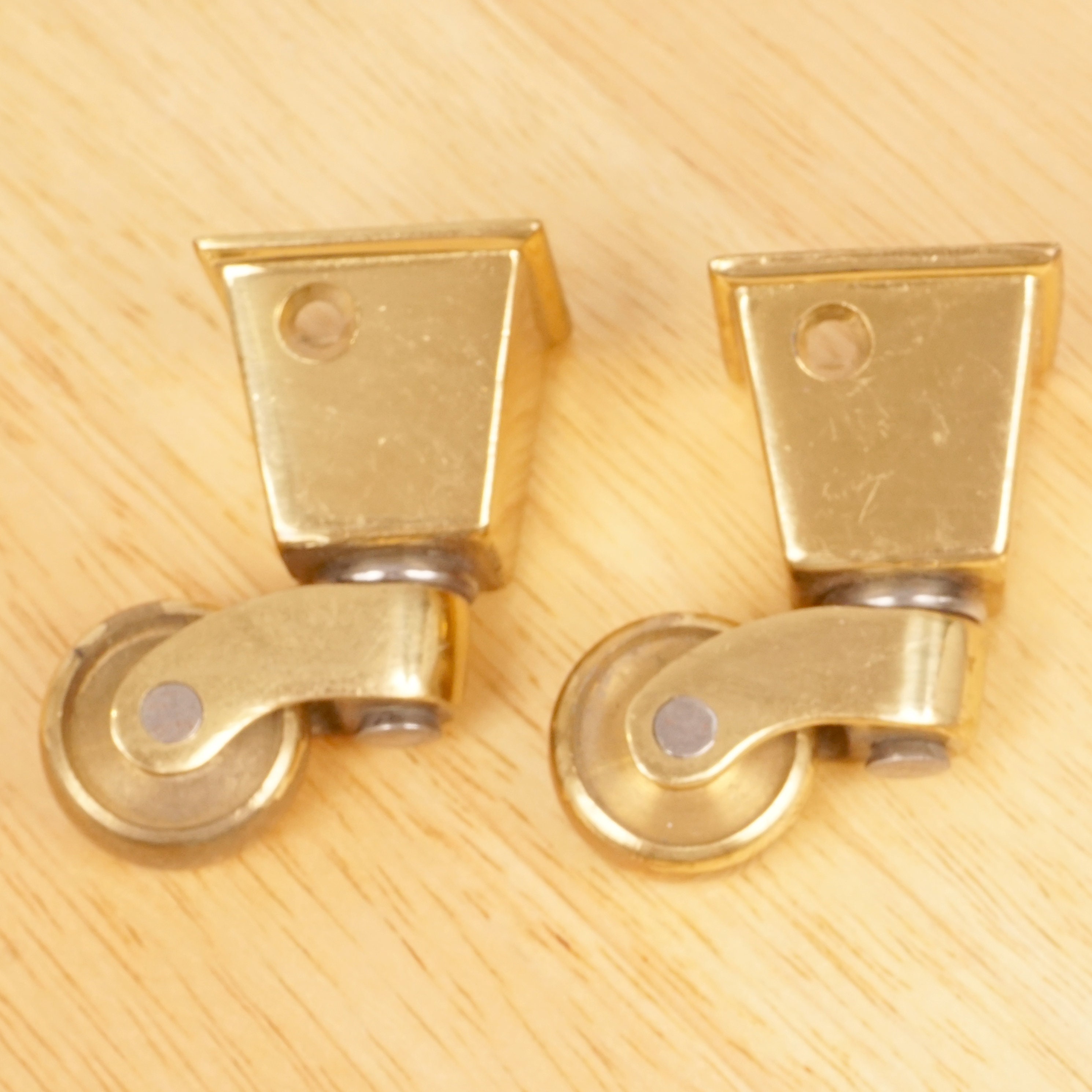 2 Brass Castors / Table Leg Wheels Vintage Solid Brass | Etsy