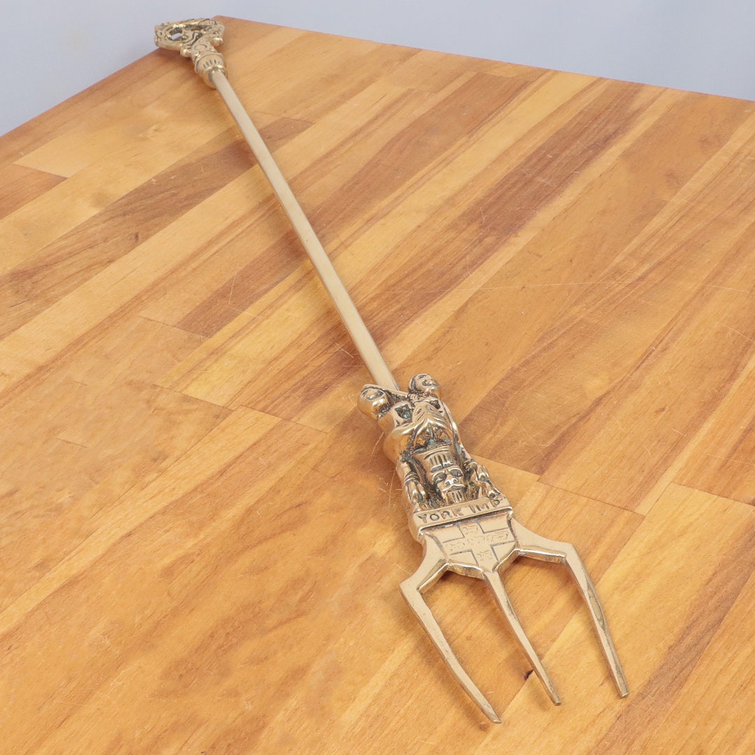 York IMP Fork vintage solid brass Fireplace tool / wall | Etsy
