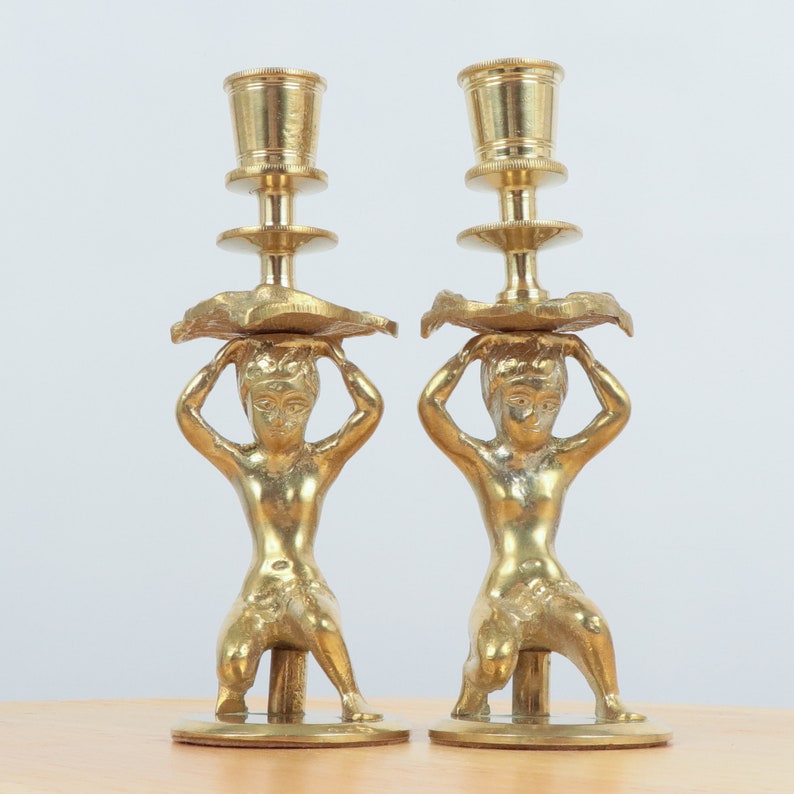 Set of 2 Vintage Human Design Candle Holders / Candlestick - Etsy UK