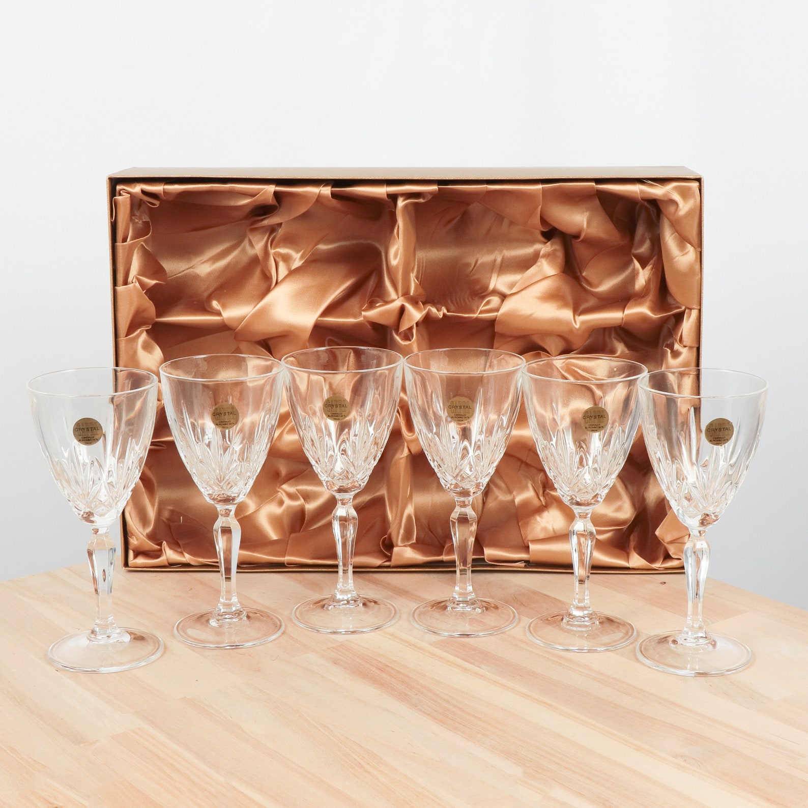 6 Crystal CAPRI Wine Glasses the Italian Giftware - Etsy UK