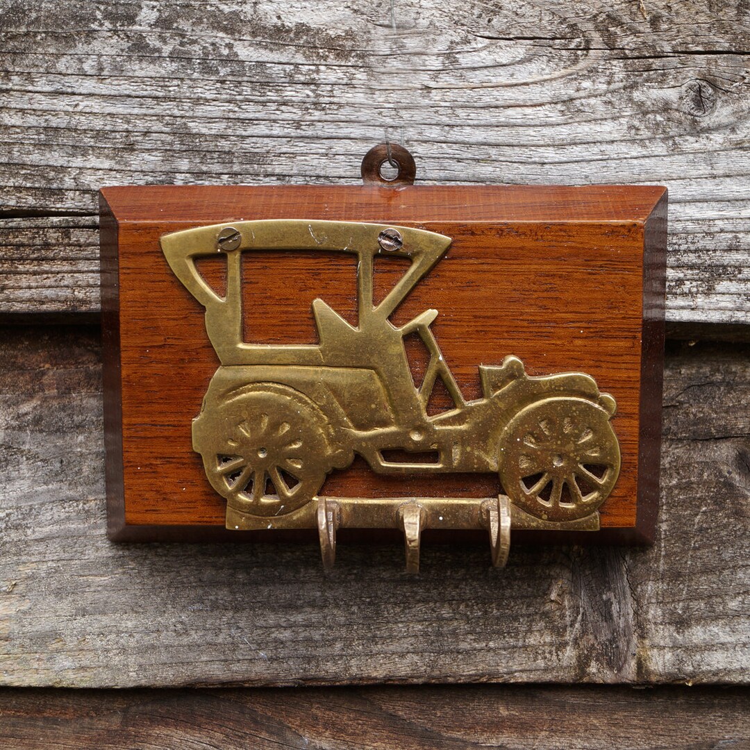 Key Holder for Three Keys || Wall Decor || Vintage || Brass and Wood ...