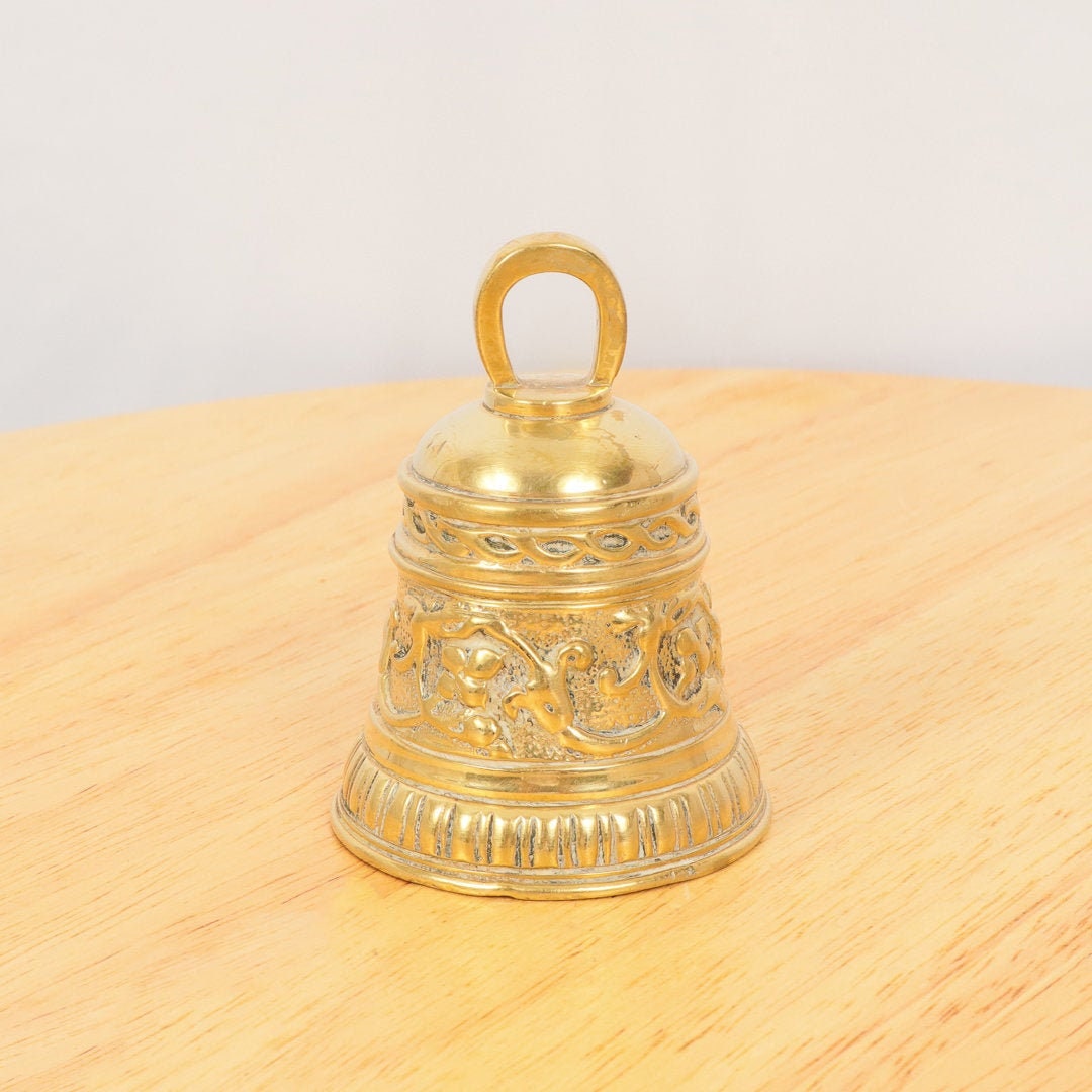 Vintage Brass Small Bell Floral Design Pattern Around - Etsy