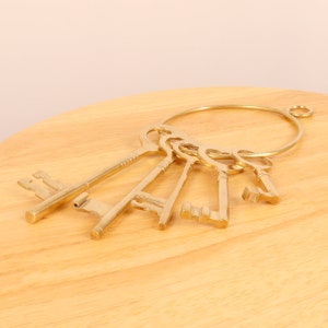 5 Keys With a Brass Ring || Vintage Solid Brass || Wall Hanging Decor ...