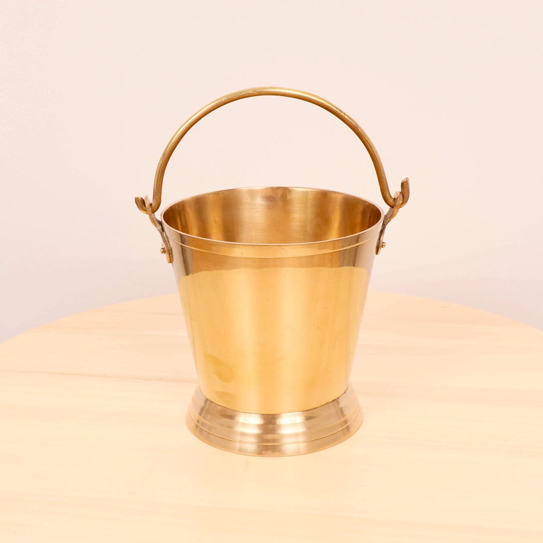 Small Bucket / Pail / Candle Holder With Handle || Vintage Solid Brass ...