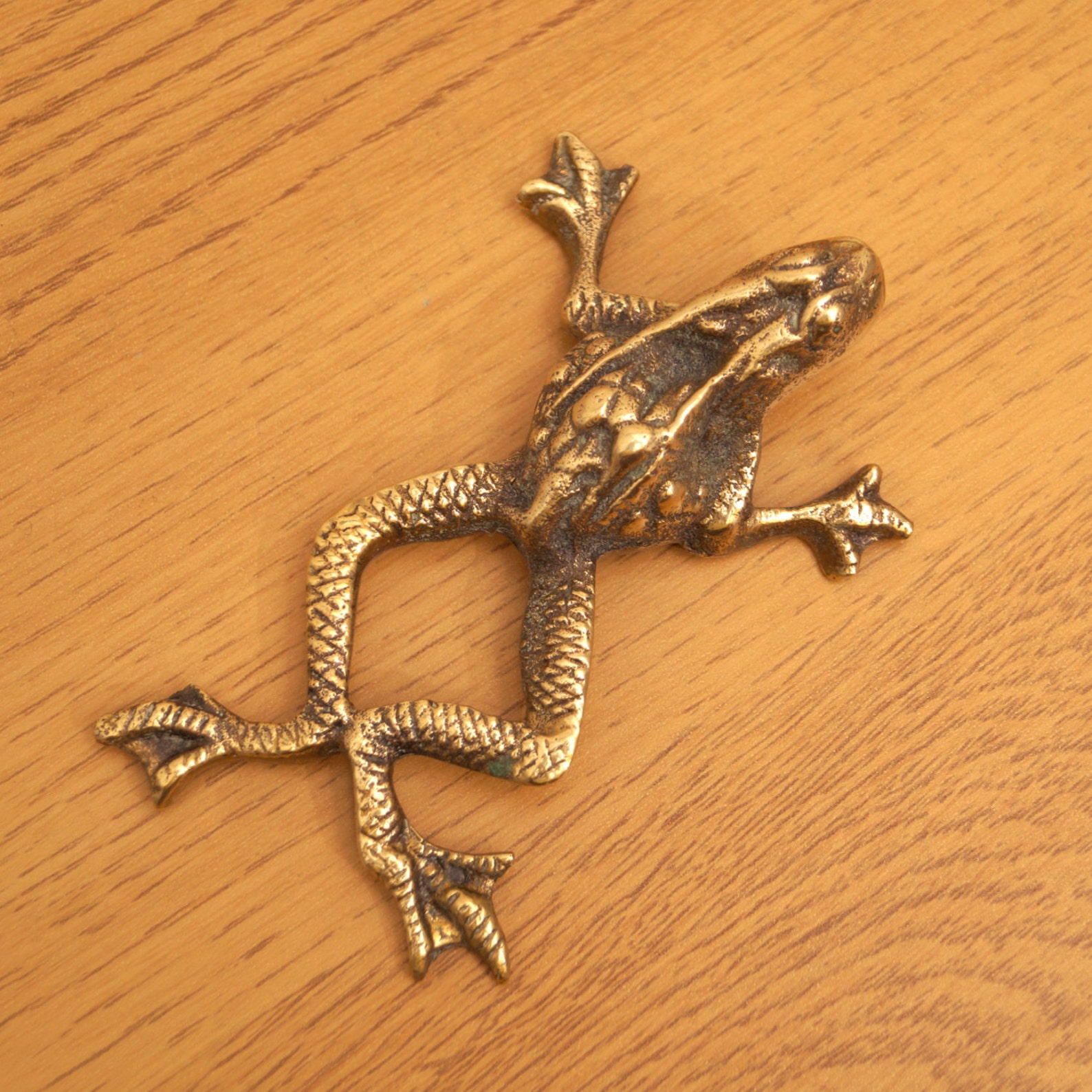 Excited Frog Statue Vintage Solid Brass Frogling Sculpture | Etsy