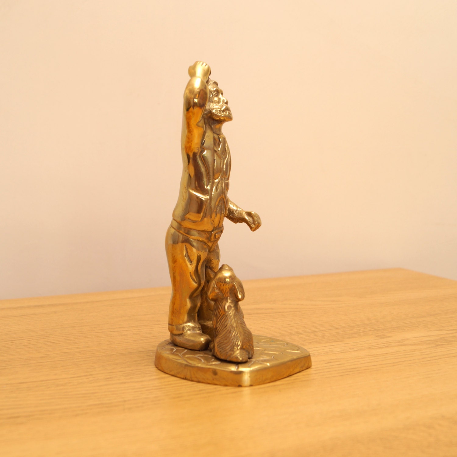 Brass Man With Dog on Stand - Solid and Heavy / Statue / Figurine ...