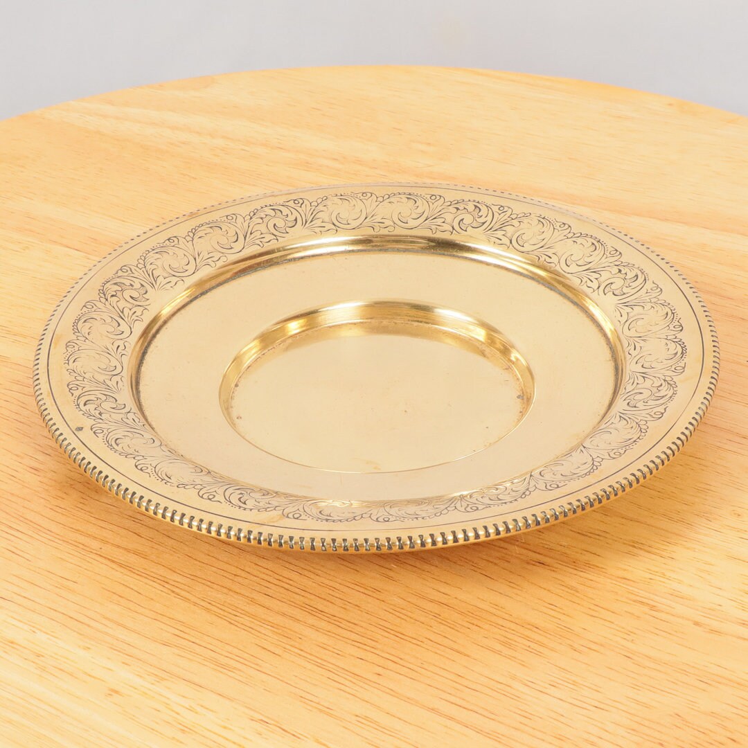 18 Cm Plate / Small Tray || Vintage Solid Brass || Marked || Abstract ...