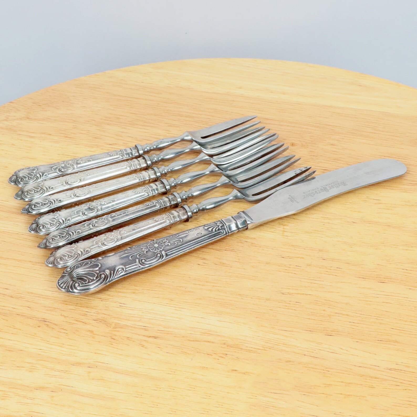 Antique Set of 6 Cake Forks With a Knife English Silver - Etsy UK