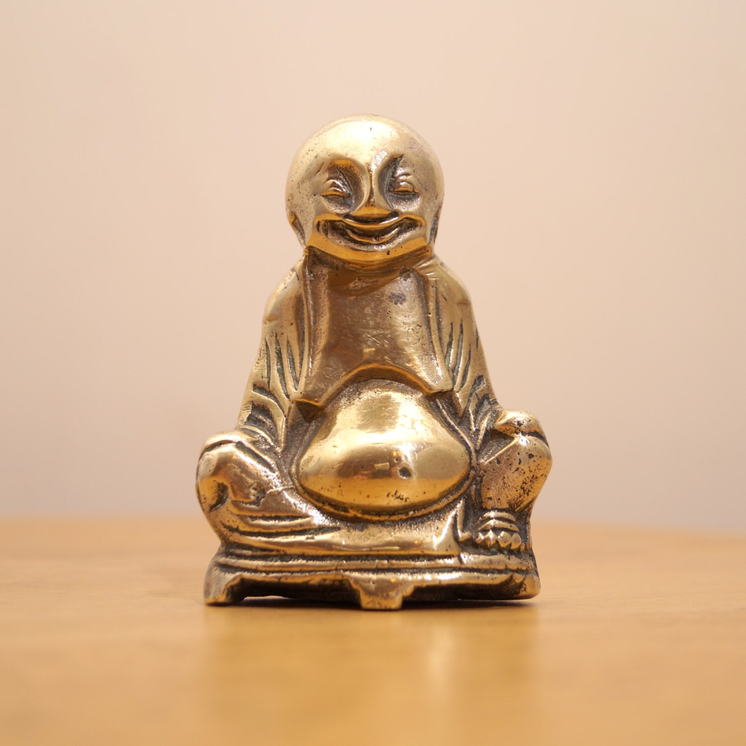Heavy Smiling Buddha Statue Vintage Solid Brass Figurine - Etsy UK