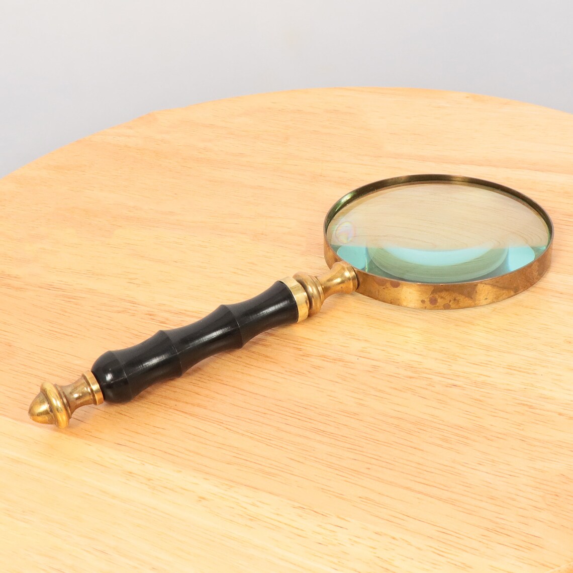 Magnifying Glass Loupe Vintage Solid Brass Frame And Wood Etsy