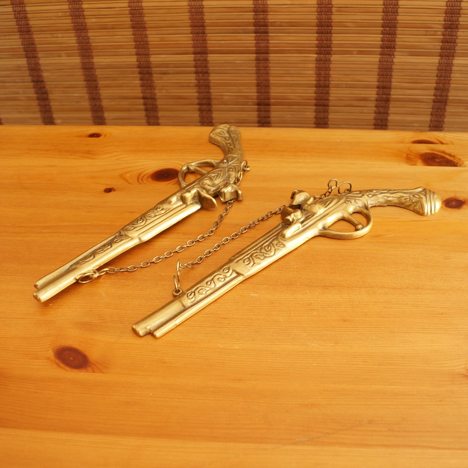 Brass Decorative Gun Set Vintage Wall Decor High - Etsy