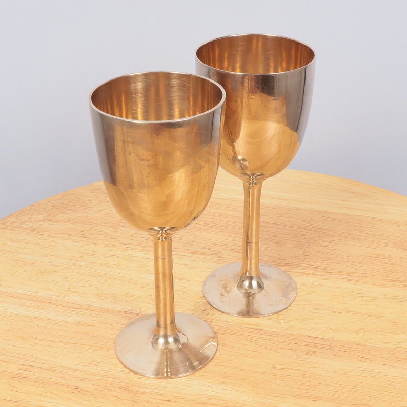 2 Goblets / Glasses / Two Brass Goblets / Brass Drinkware / - Etsy UK