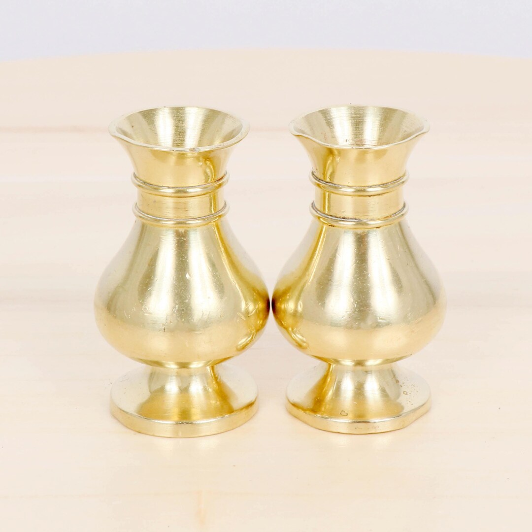 2 Small Vases / Pair of Brass Vases || Vintage Solid Brass || Simple ...
