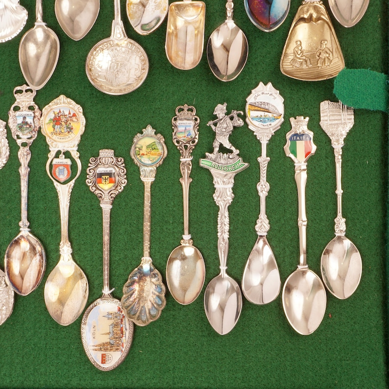 A Collection of Souvenir Spoons || World Wide || Vintage Wooden Frame ...
