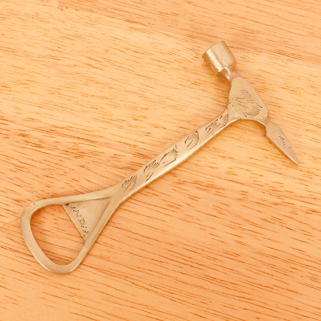 Bottle Opener & Hammer || Vintage Solid Brass || Handmade Engraved ...