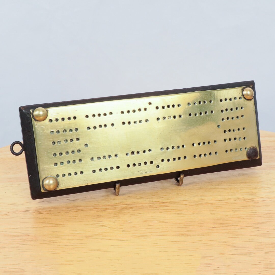 Game Point Counter || Vintage Solid Brass on Wooden Base || Cribbage ...