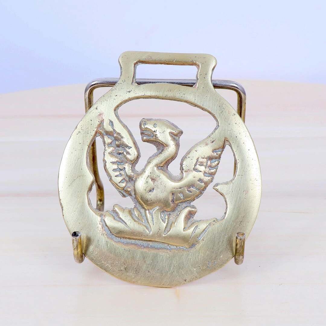 Vintage Solid Brass Horse Brass – Phoenix Rising Design – Collectible ...
