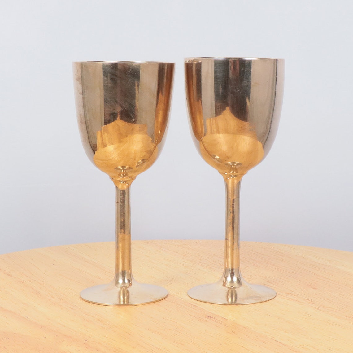 2 Goblets / Glasses / Two Brass Goblets / Brass Drinkware / - Etsy UK