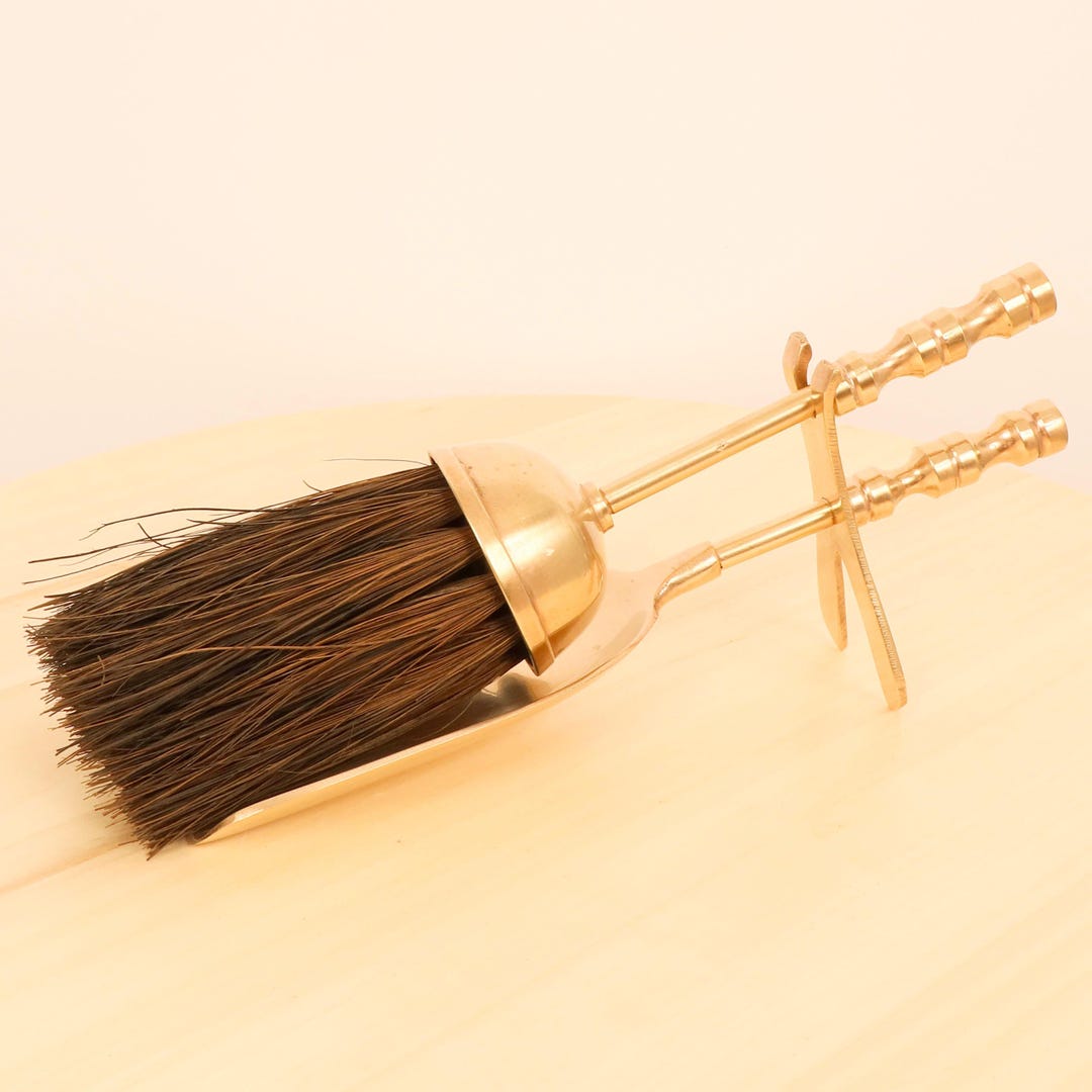 Shovel and Brush / Crumb Catcher Set || Vintage Solid Brass Fire Place ...
