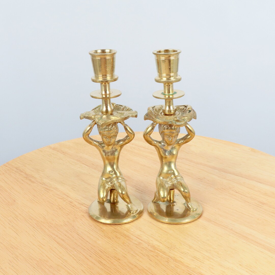 Set of 2 Vintage Human Design Candle Holders / Candlestick Holders ...