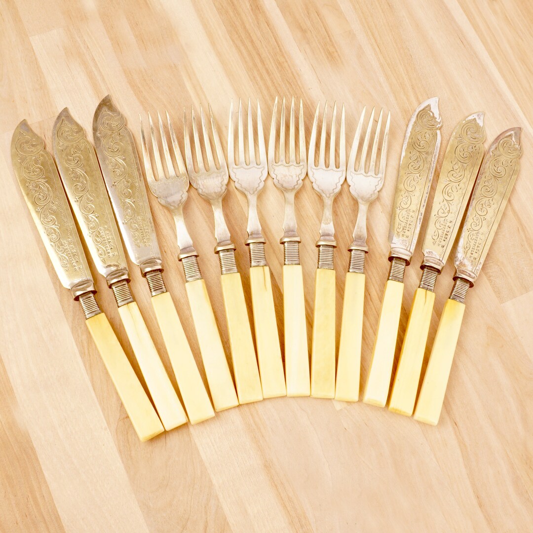 Antique Dinner Fork and Knife Set for 6 People || Floral Design || E.P ...