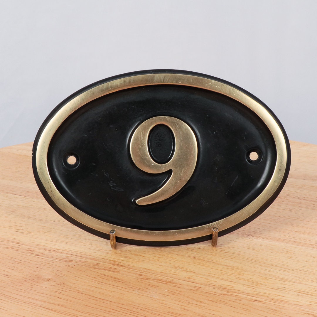 Brass door sign or house number / number 9 or 6 nine wall | Etsy