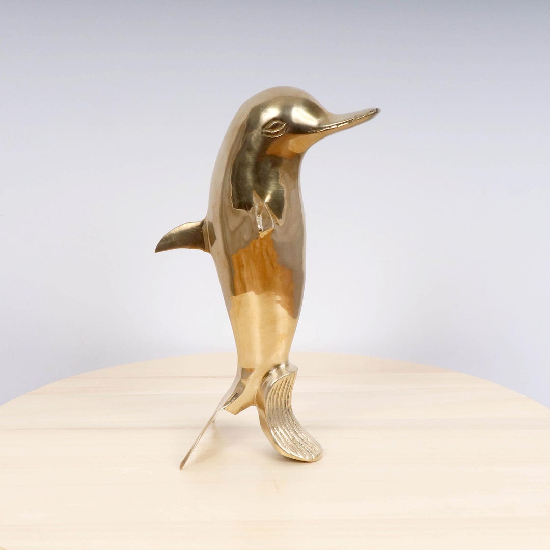 Vintage Brass Dolphin Sculpture – Decorative Fish Figurine – 21 Cm Tall ...