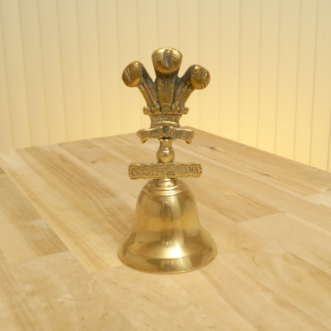 Desk Bell || Vintage Solid Brass || ICH DIEN Charles Diana on Handle ...