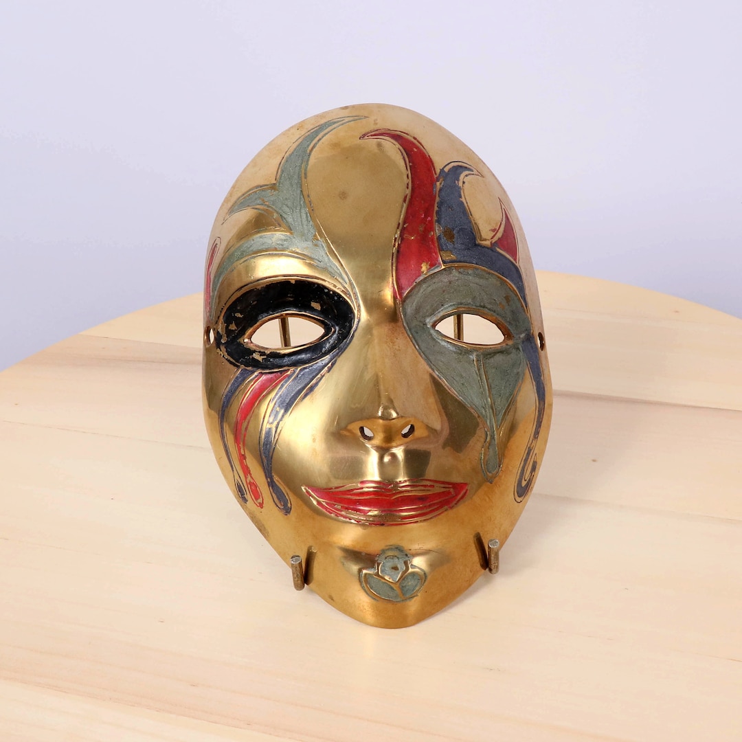 Mask || Decorative || Red Lips || Enamel Paint || Red, Green, Black ...