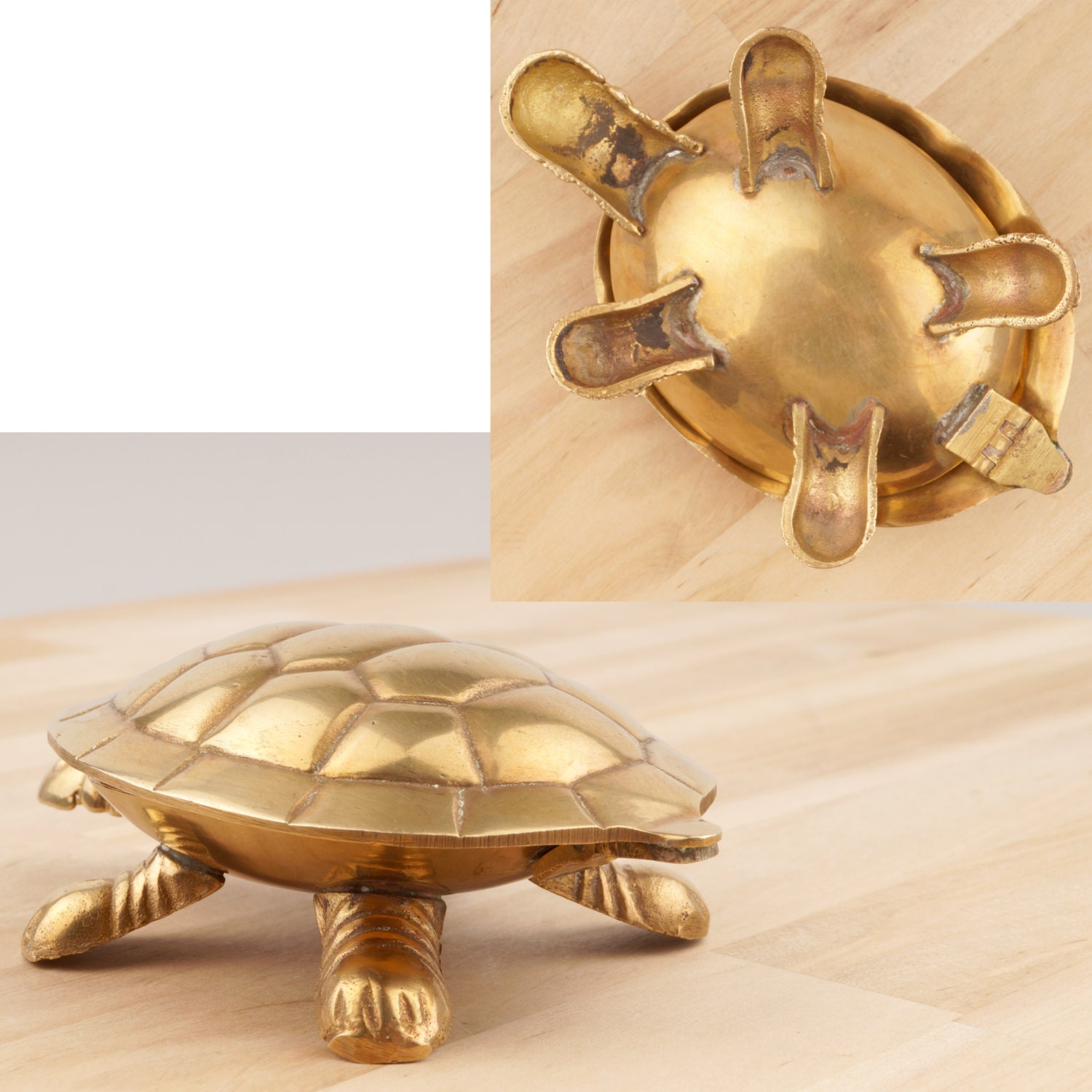 Box Turtle / Sculpture Vintage Solid Brass Decorative | Etsy