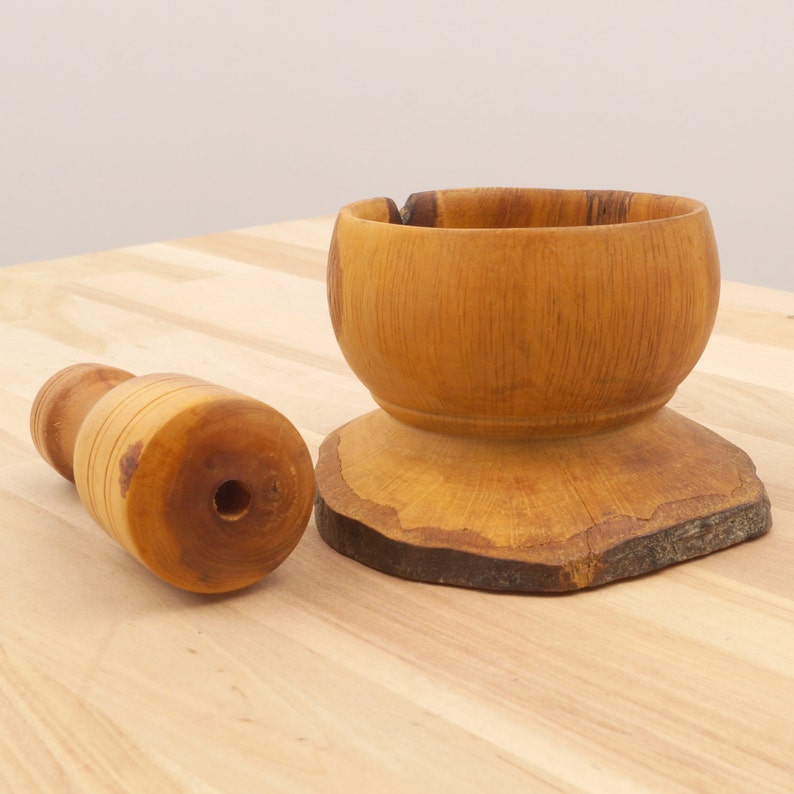 Wood Mortar and Pestle Vintage Wooden Dish - Etsy