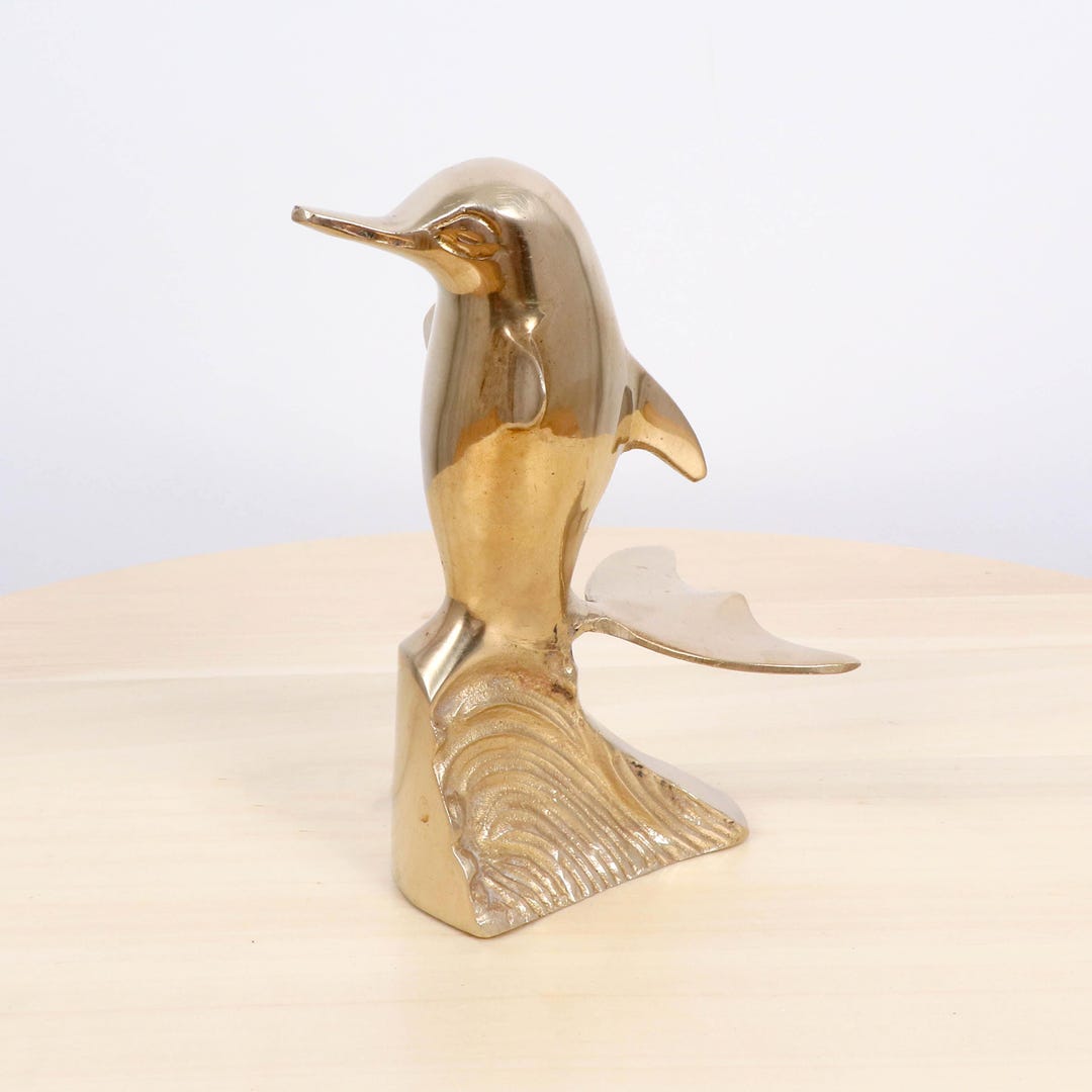 Dolphin Figurine — Nautical Decor — Solid Brass Dolphin Ornament ...