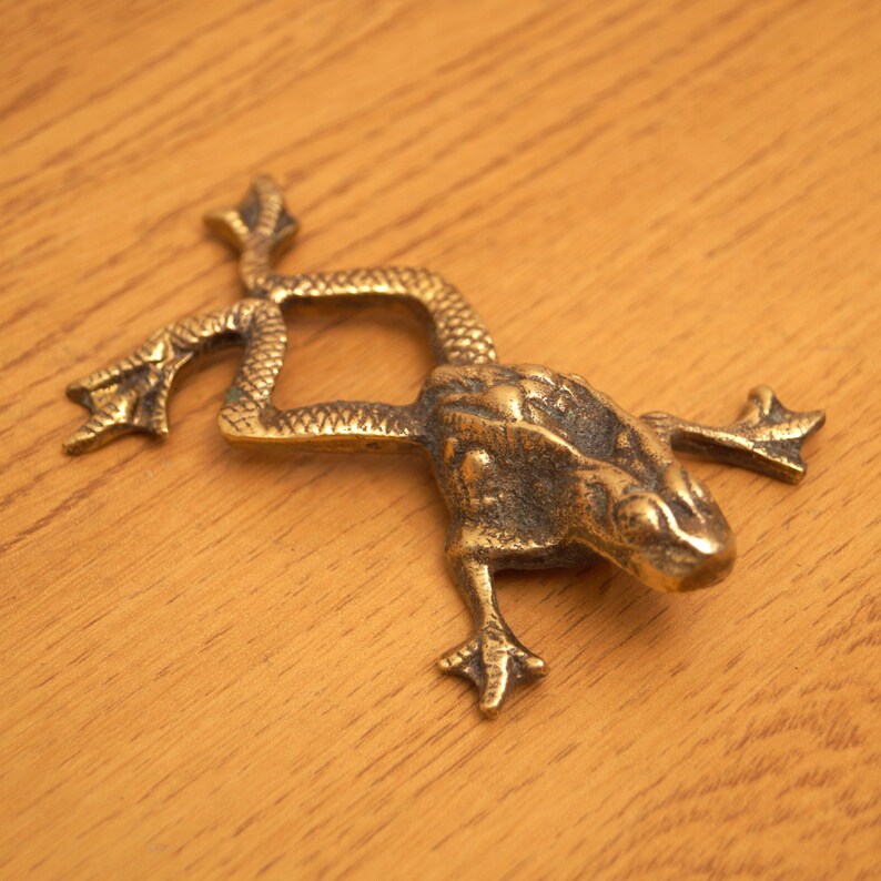 Excited Frog Statue Vintage Solid Brass Frogling Sculpture | Etsy