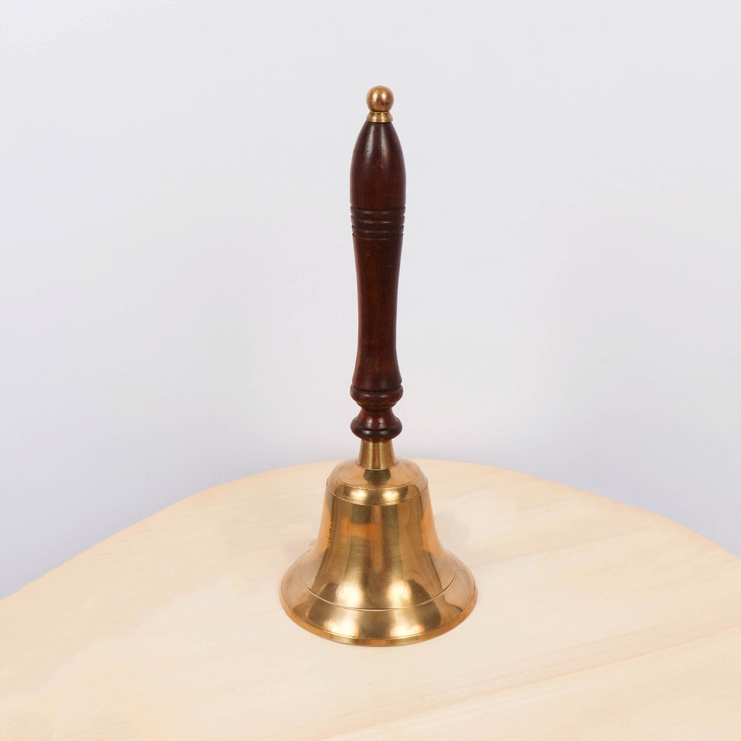 Handbell / Hand Bell || Vintage Solid Brass With a Dark Brown Wood ...