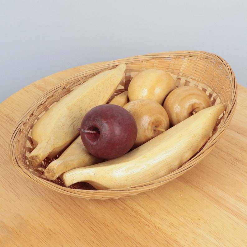 Wood Fruits Collection / Wooden Fruits - Apples and Banana in Woven ...