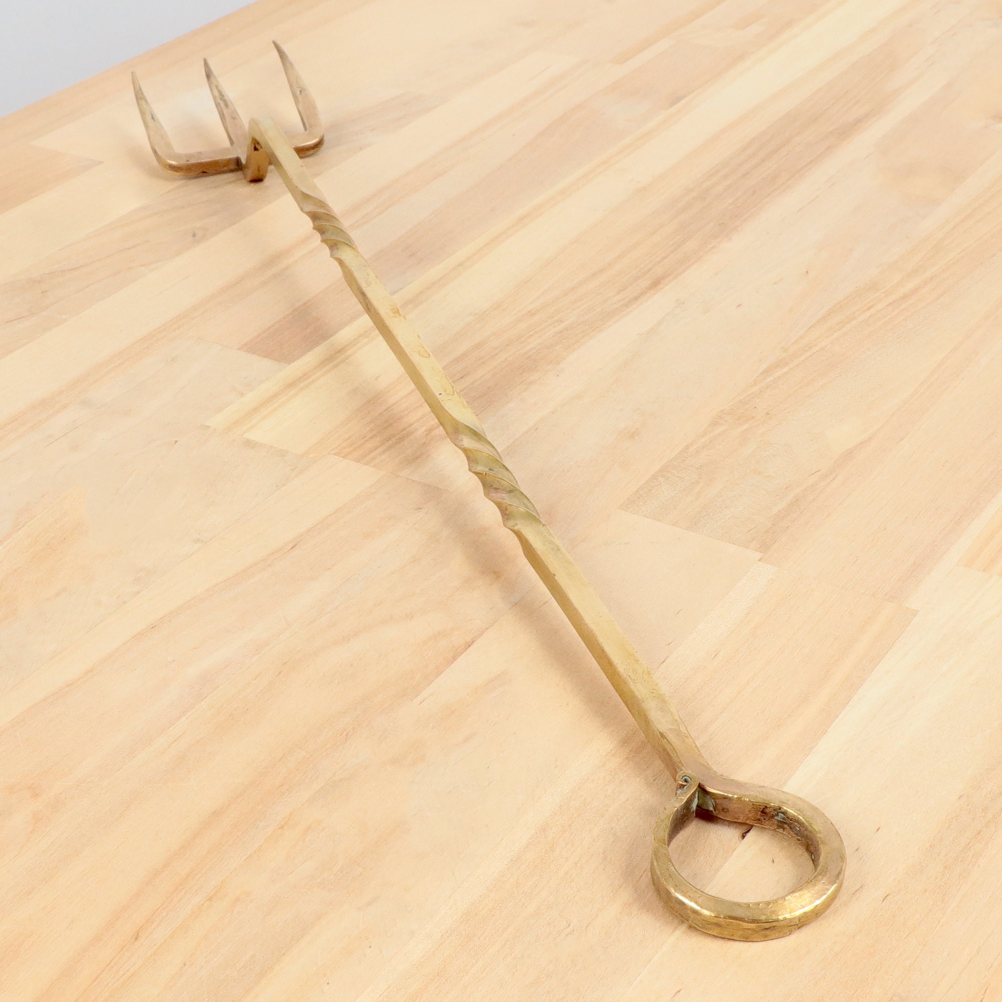 Forge-work Fork / Fireplace Accessory Vintage Solid Brass - Etsy UK