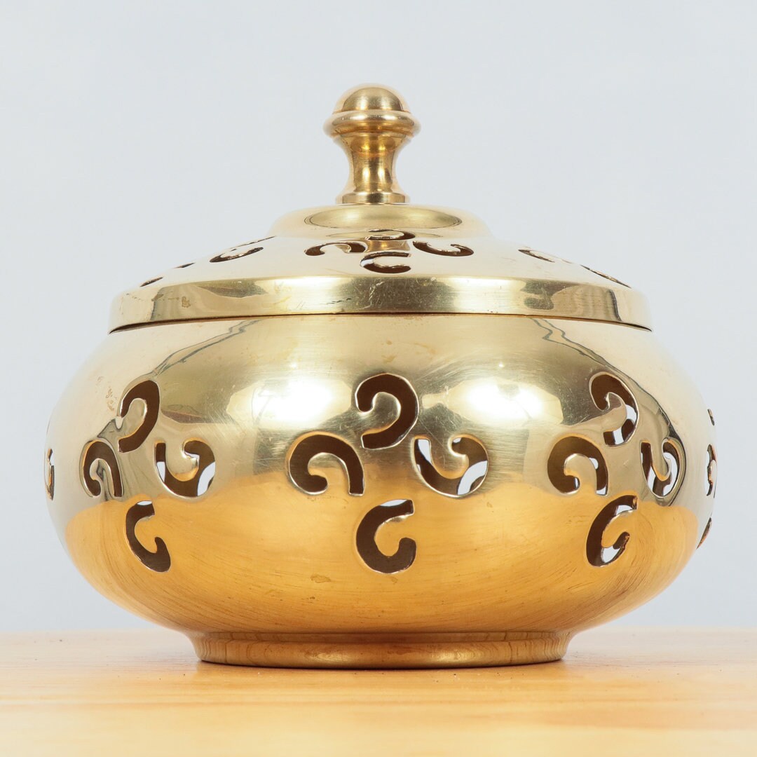 Box / Tin Box / Aroma Box / Incense Burner || Vintage Solid Brass ...