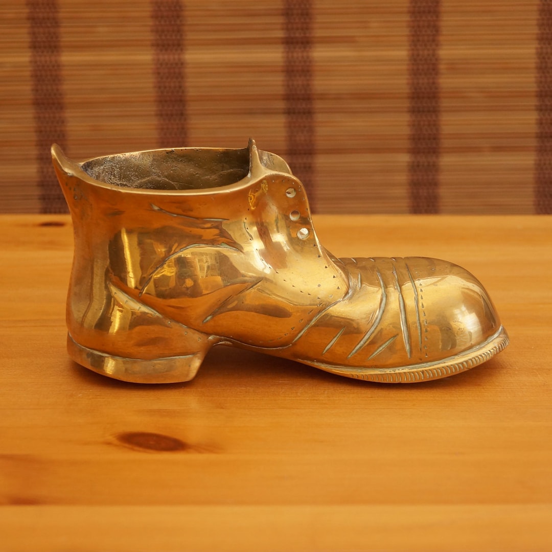 Solid Brass Shoe Sculpture || Boot || Vintage || Brass Old Shoe / Brass ...