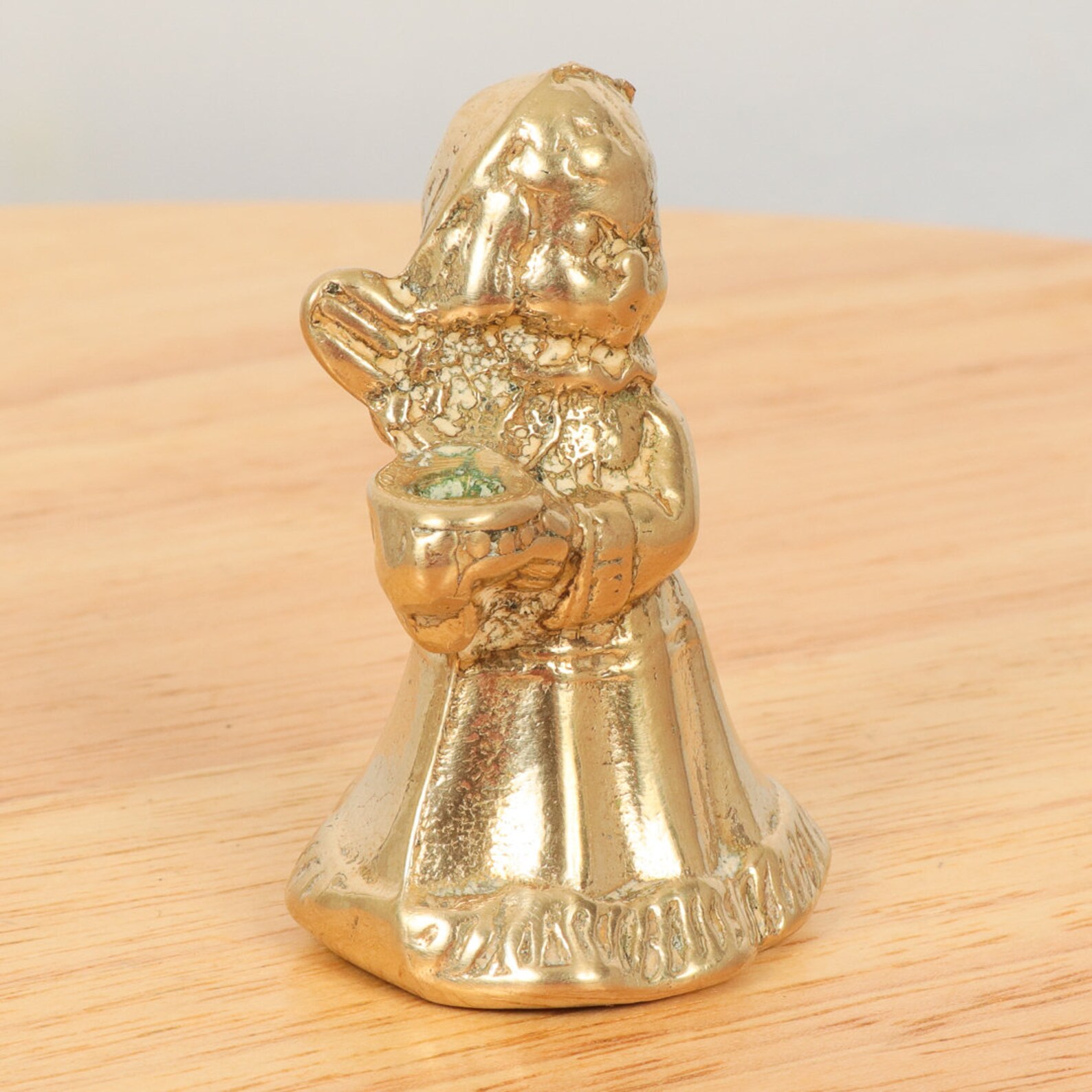 A Small Solid Brass Angel Candle Holder || Vintage Solid Brass Angel ...