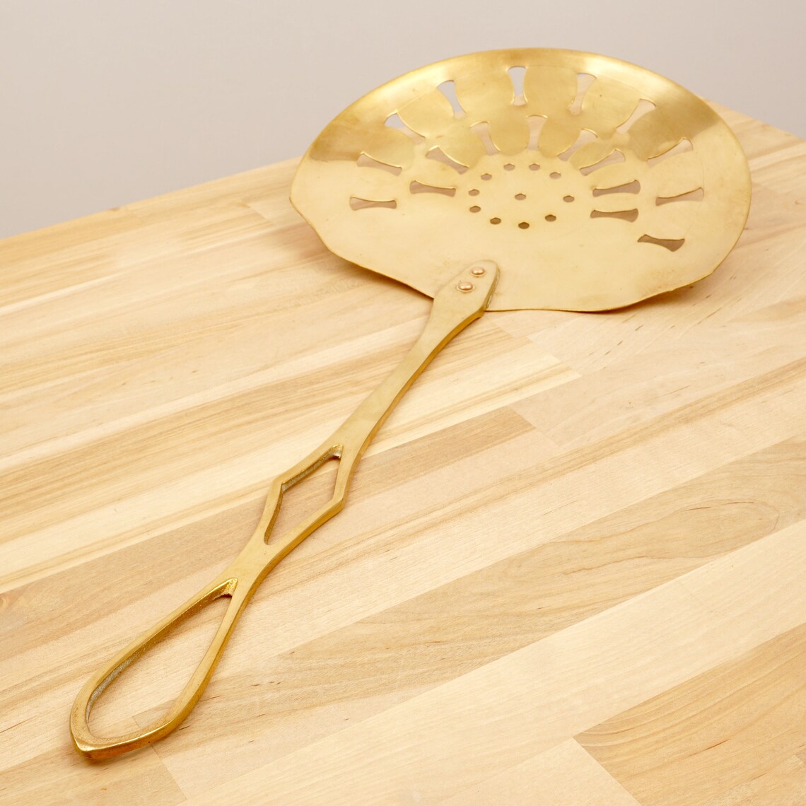Large Brass Spoon in a Rounded Shape Vintage Solid Brass - Etsy Israel