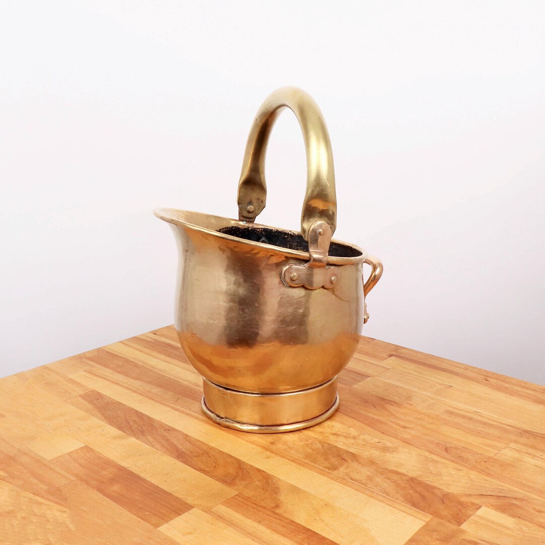Coal Scuttle Bucket || Vintage Solid Brass || Fire Place Décor / Flower ...