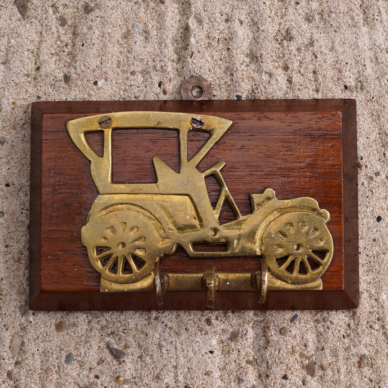 Key Holder for Three Keys || Wall Decor || Vintage || Brass and Wood ...